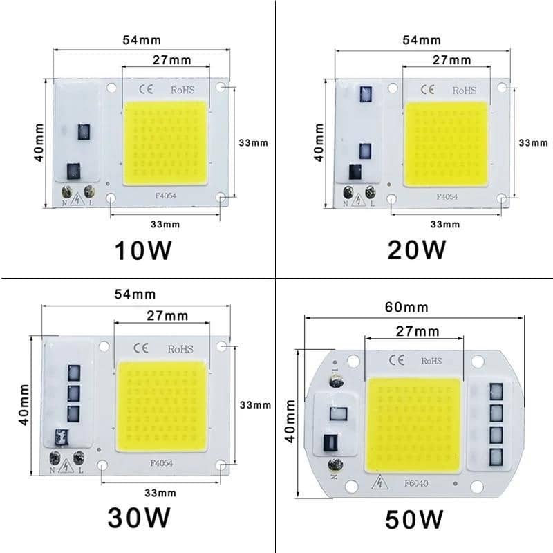 LED lustas AC 220V 240V 10W 20W 30W 50W COB mikroschema LED lempa ...