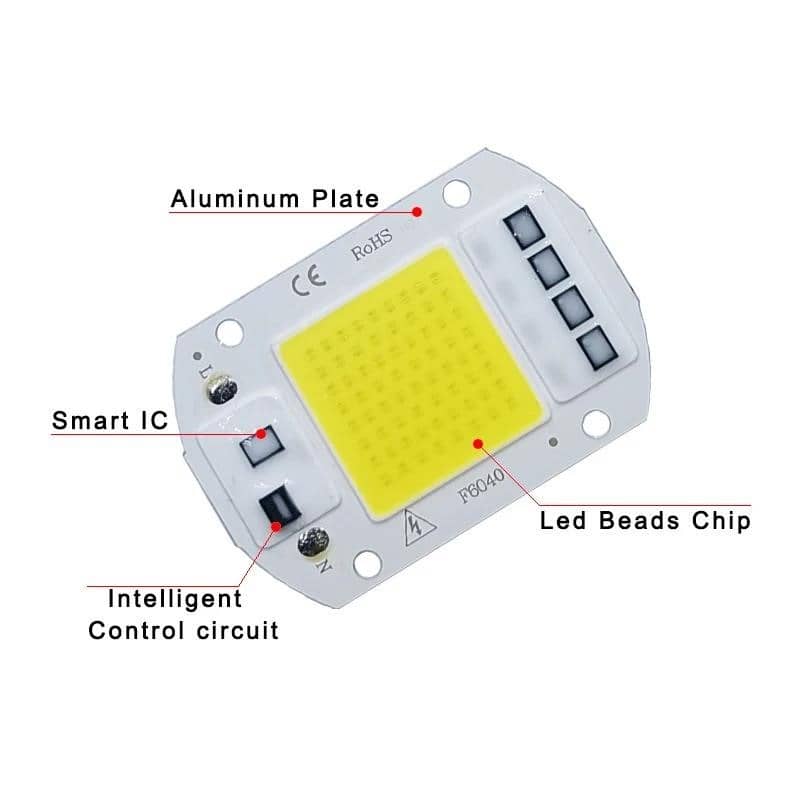 LED lustas AC 220V 240V 10W 20W 30W 50W COB mikroschema LED lempa ...