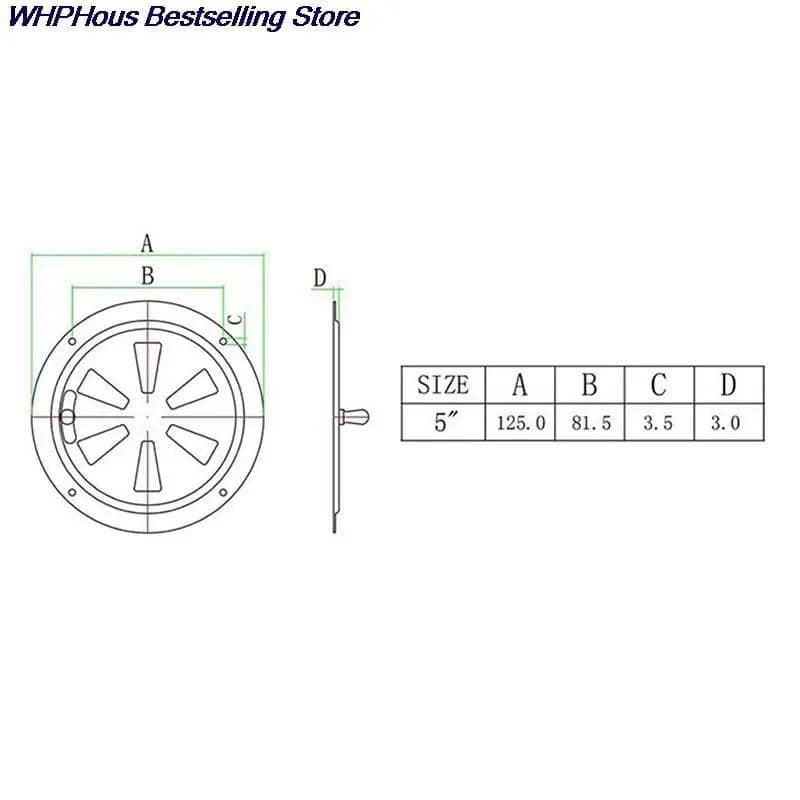 Oro žaliuzės ventiliacijos anga nerūdijančio plieno 316 valčių apvalios ...
