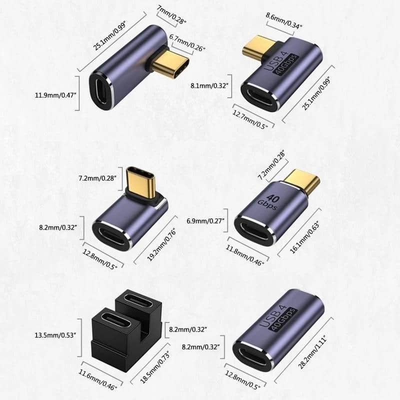 USB C adapteriai U formos tiesaus kampo adapteris, C tipas, lizdas, C ...