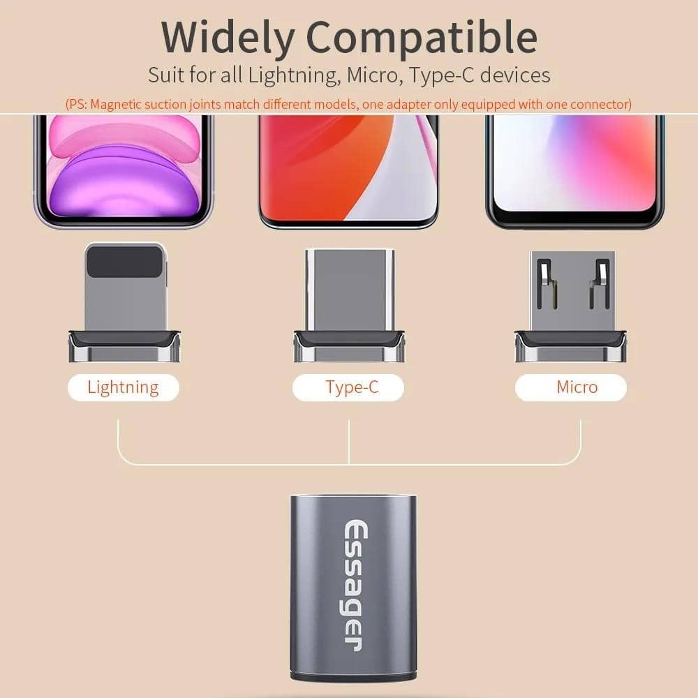 „Essager“ mikro USB C tipo magnetinis adapteris USBC lizdas į „Microusb ...