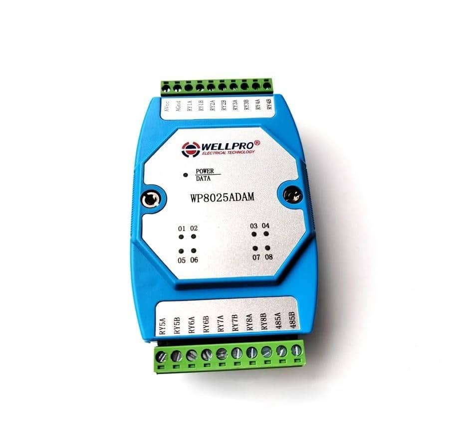 8RO Relės išėjimo modulis RS485 MODBUS RTU komunikacija WELLPRO WP8025ADAM - Saugumas ir apsauga ...
