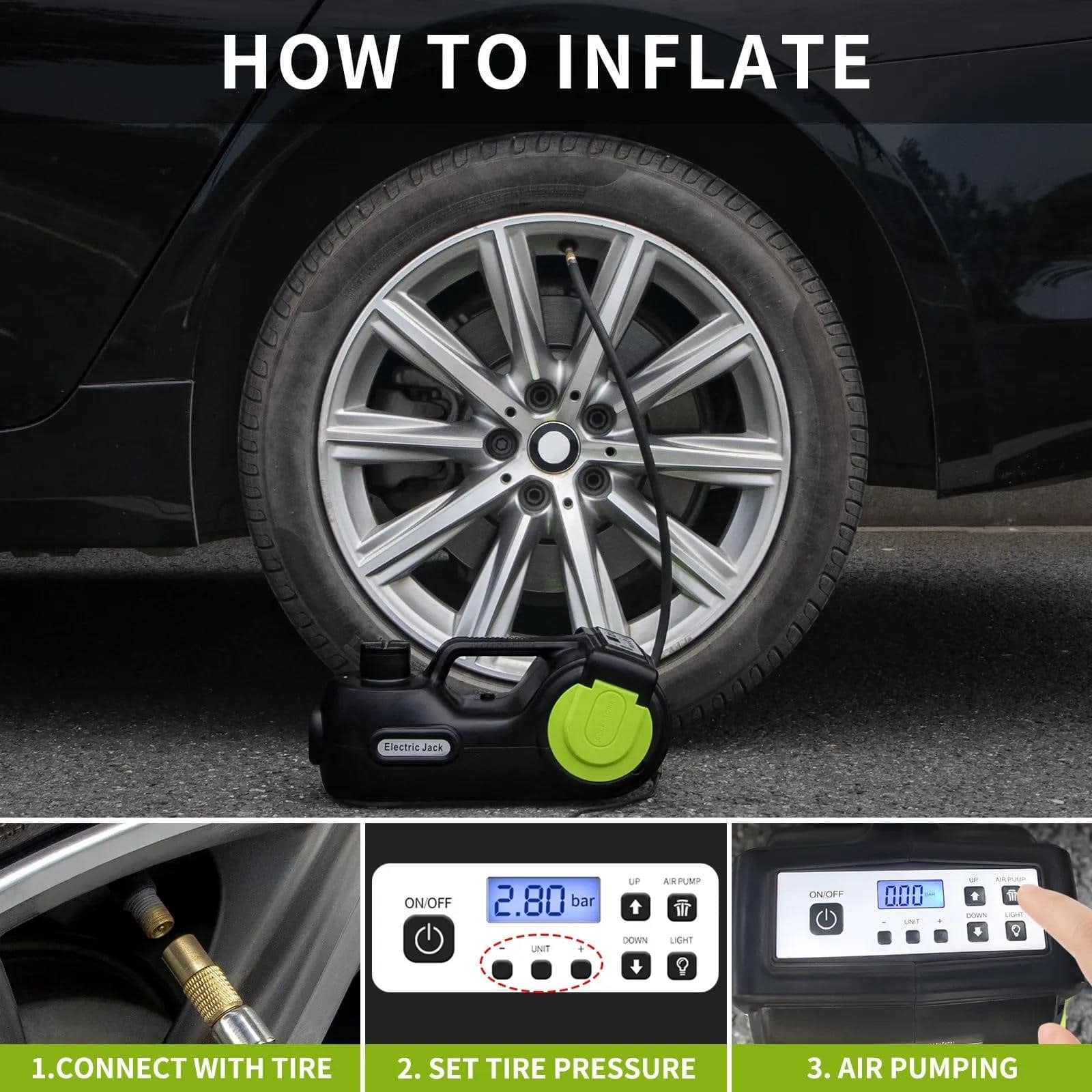 Nešiojamasis 12 V elektrinio automobilio lizdo rinkinys 5 tonų 4 ...