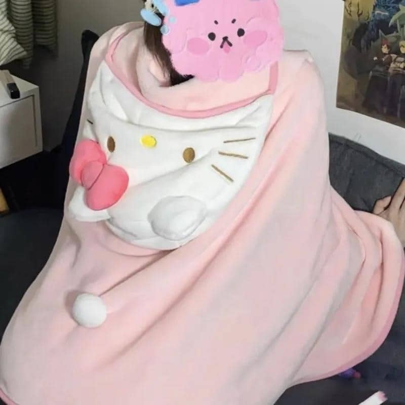 Sanrio Hello Kitty Antklodė Kawaii Pink Cloak Girl Anime Cape Universal ...