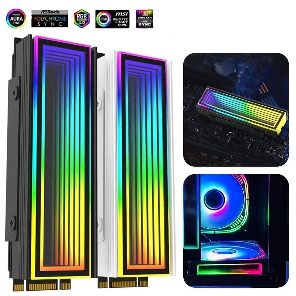 Aliuminio ARGB M.2 SSD kietojo disko radiatorius M2 radiatorius 5V 3Pin ...