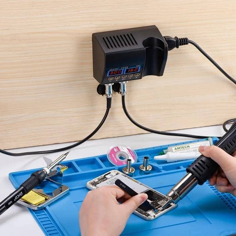 750 W SMD Rework litavimo stotis 2 viename karšto oro lituoklis LCD ...