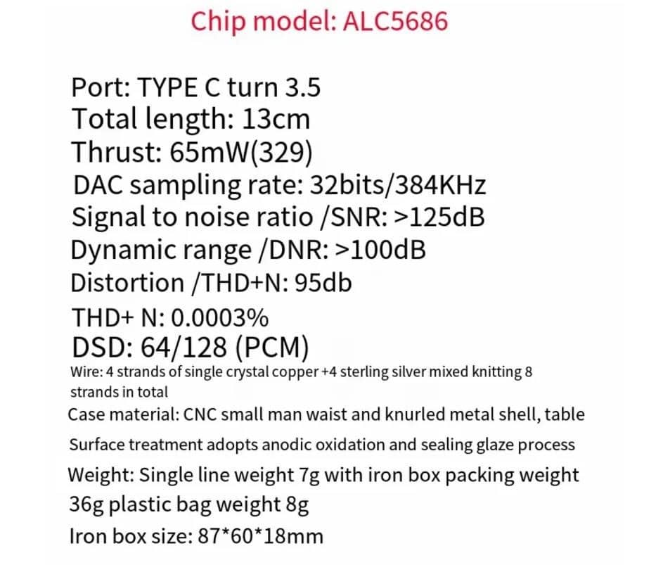 ALC5686 C tipo USB iki 3,5 mm DAC ausinės, stiprintuvas, ausinių ...