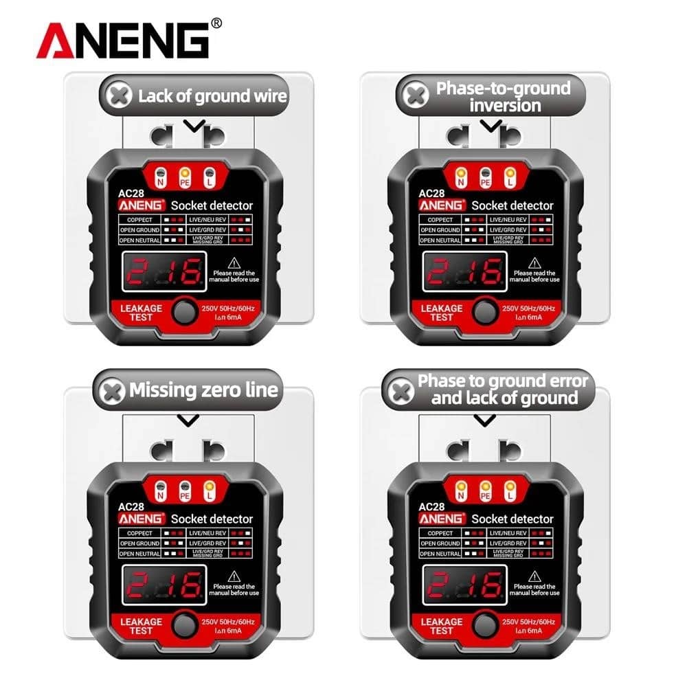 ANENG AC28 skaitmeninis lizdo maitinimo testeris 250V 50Hz/60Hz lizdo ...