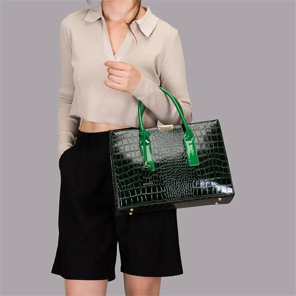 Didelės talpos krokodilų raštų moteriškos rankinės ant pečių, odinės ...