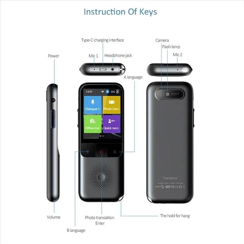 T11 išmanusis balso vertėjas, sinchroninis vertimas internetu 134 kalbų ...