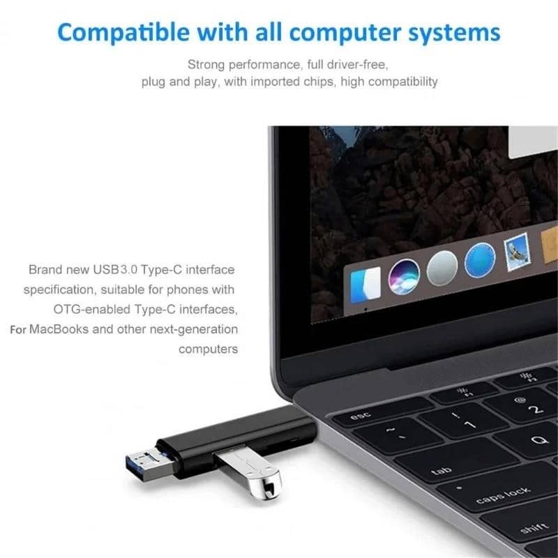 5 viename daugiafunkcis USB 3.0 C tipo USB mikro USB SD TF atminties ...