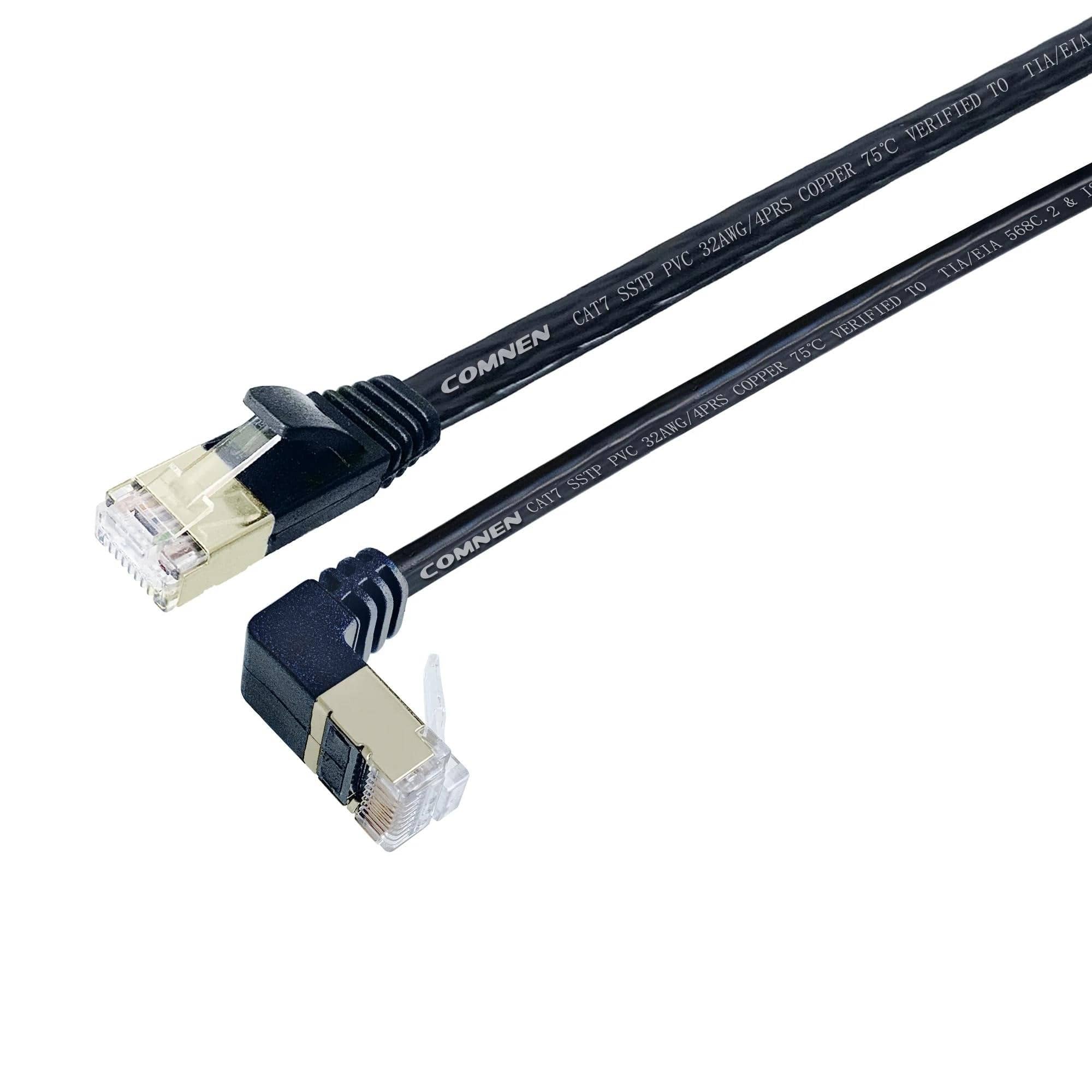 COMNEN Cat7 eterneto kabelis RJ45 90 laipsnių kampu plokščias SSTP ...