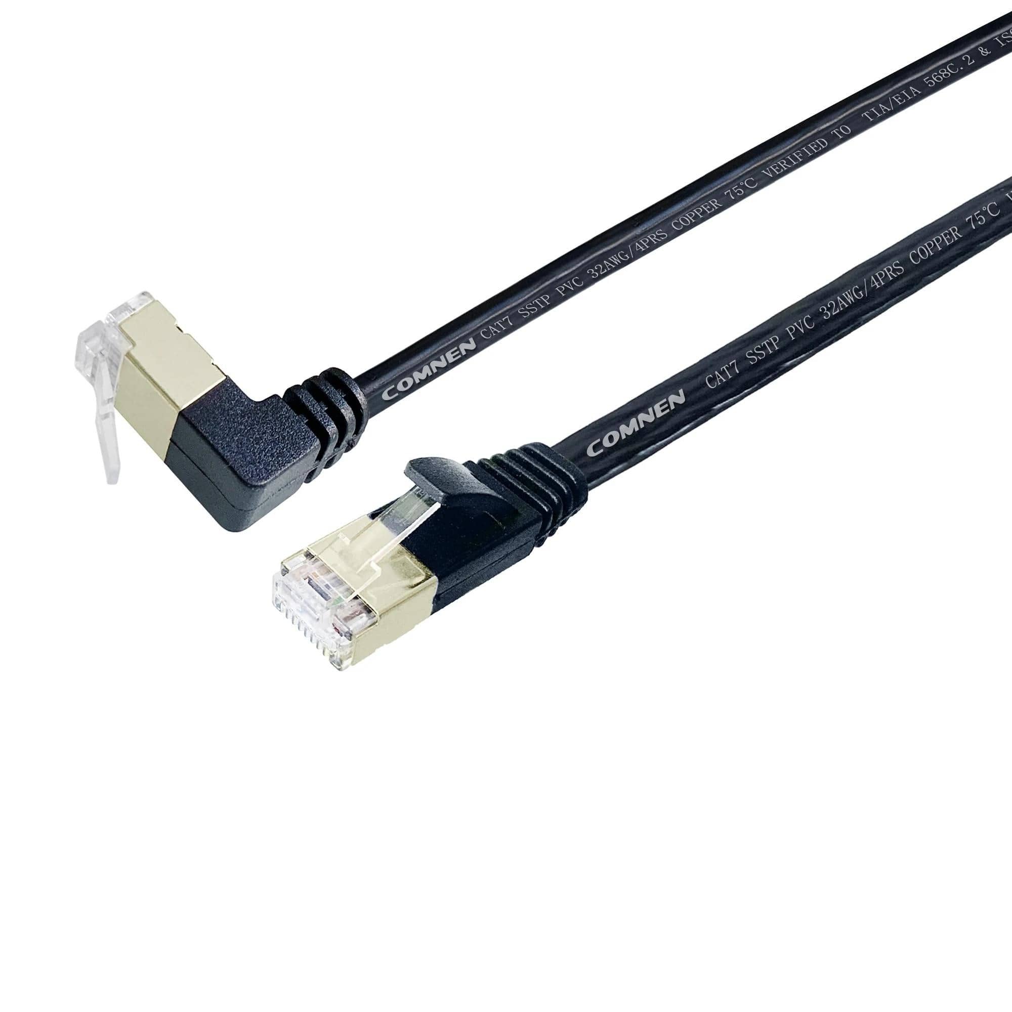 COMNEN Cat7 eterneto kabelis RJ45 90 laipsnių kampu plokščias SSTP ...