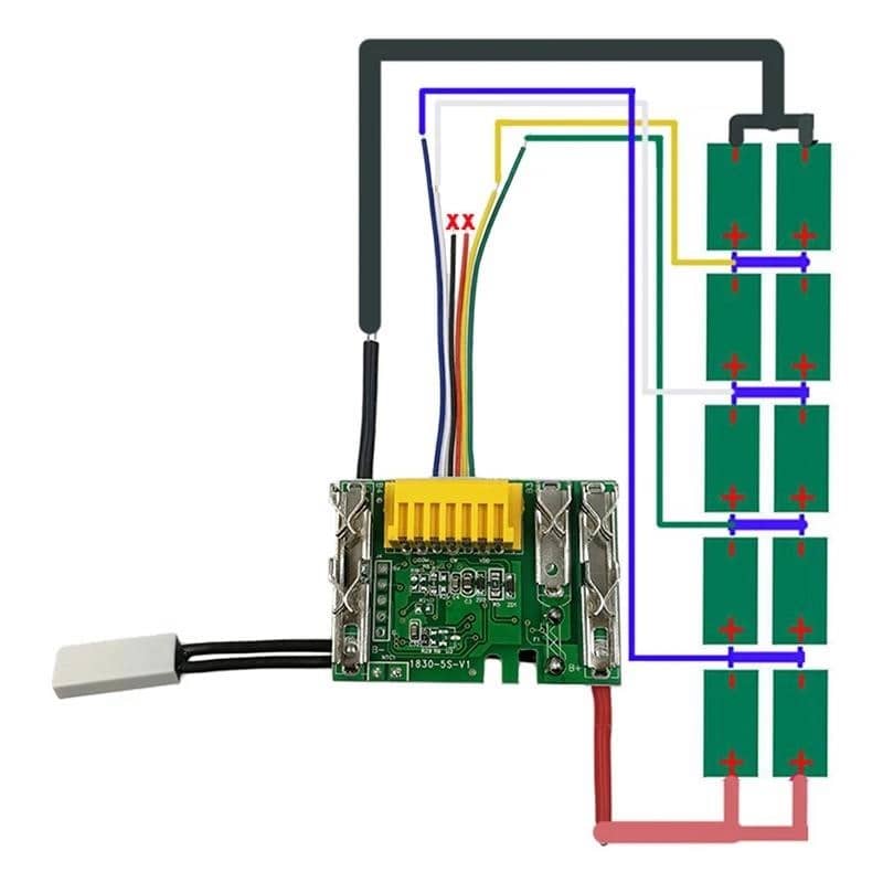 Grandinės plokštės PCB/LED 18V skirta Makita 18V Bl1830 Bl1840 Bl1850 ...
