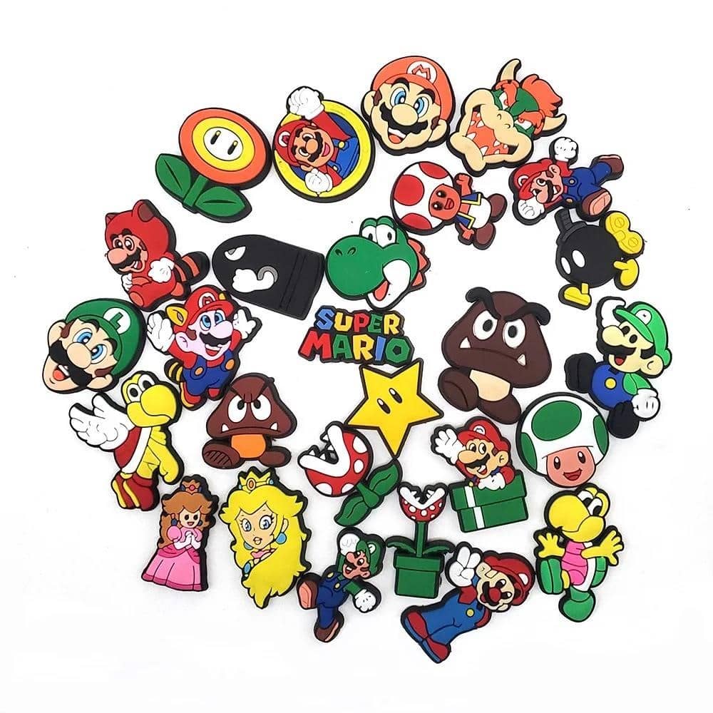 Super Mario PVC batų pakabukai Animacinių filmų princesės grybų monstrų ...
