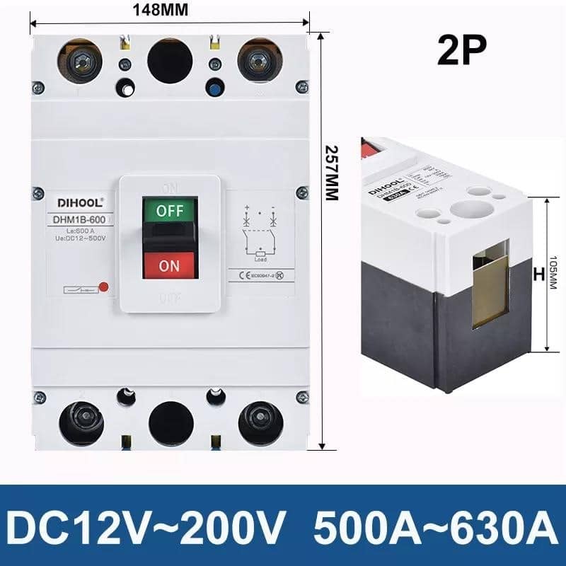 DC 12V 24V 48V 72V MCCB 250A Formuotas korpusas Grandinės pertraukiklio ...