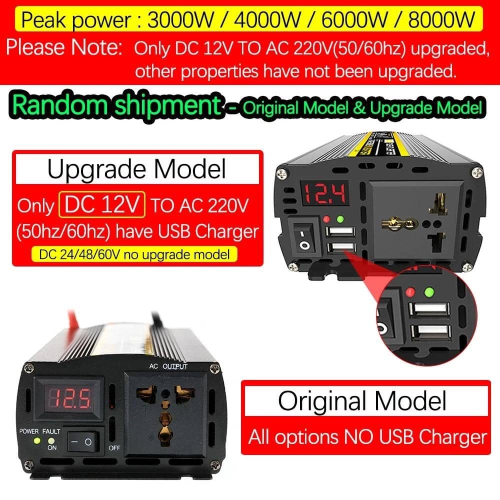 Grynosios sinusinės bangos galios keitiklis DC 12/24/48/60V Į AC 220V ...