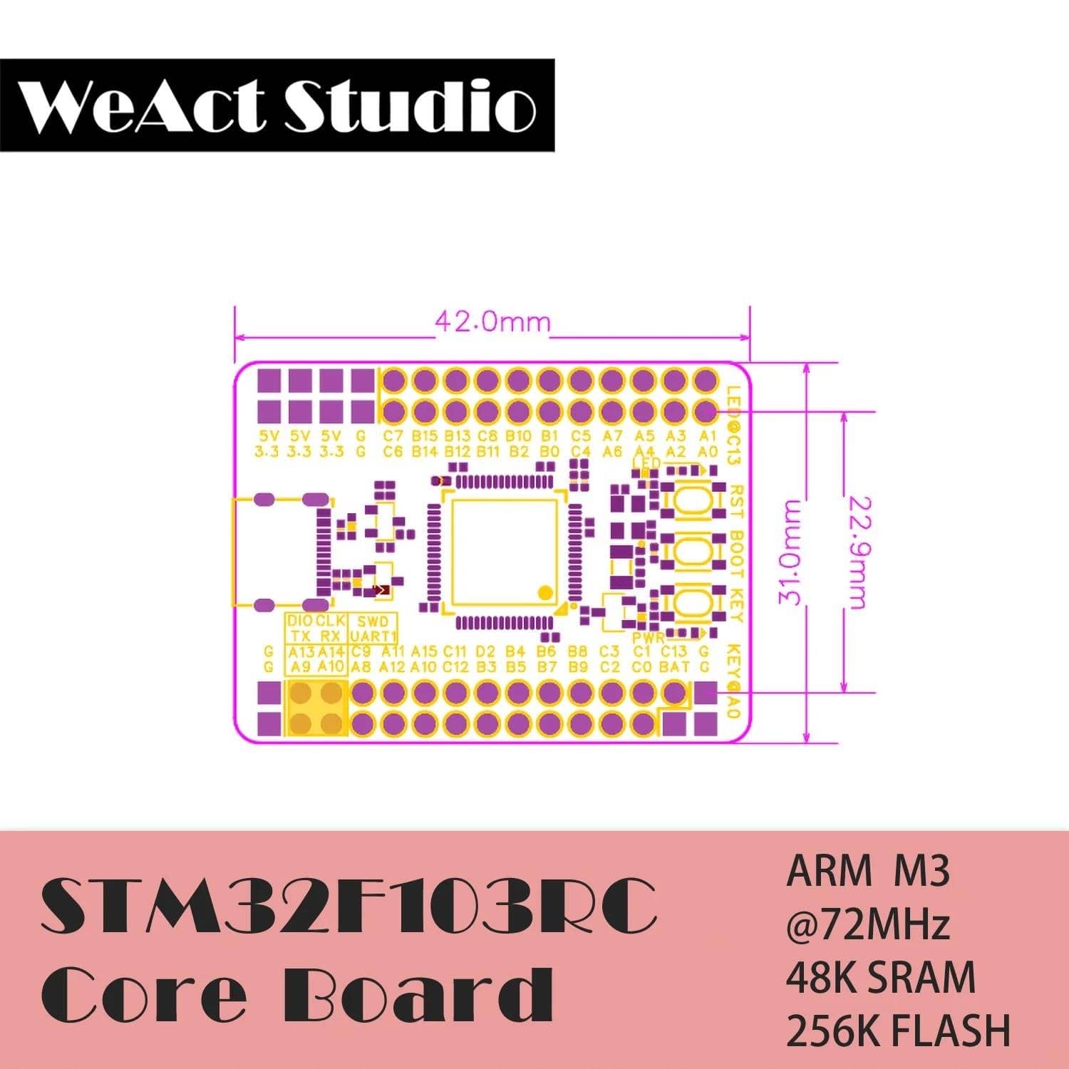 WeAct STM32F103RCT6 ARM STM32 plėtros plokštė Mažoji sistemos plokštė ...