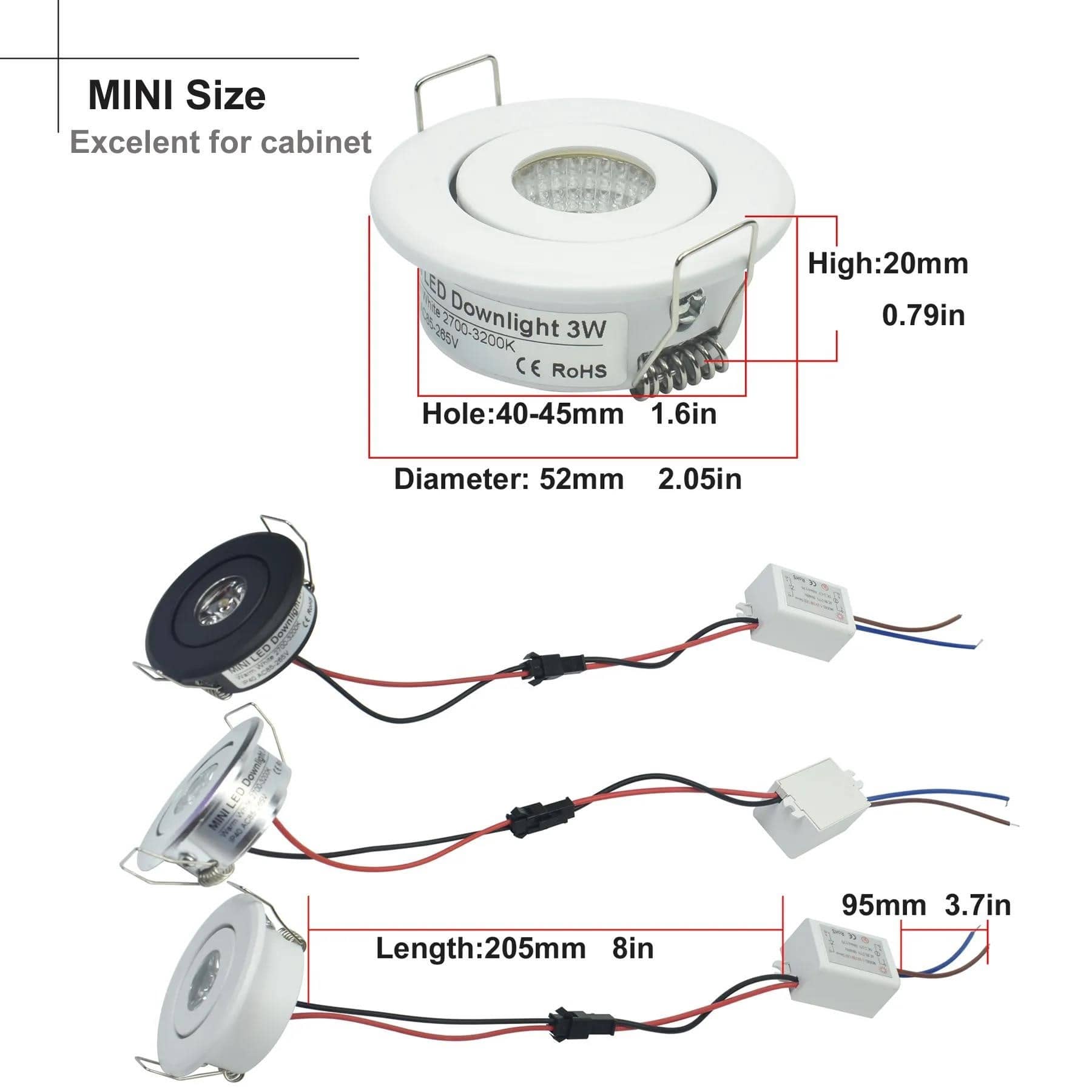 Mini LED taškiniai apatiniai šviestuvai 1W COB 3W LED įleidžiami ...