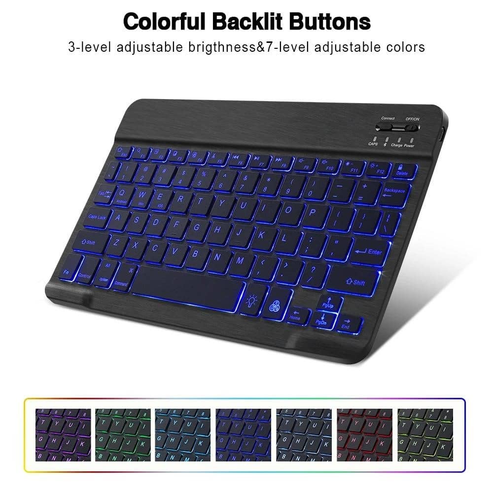 LED belaidė Bluetooth klaviatūra RGB klaviatūra ir pelė ispaniškas mini ...