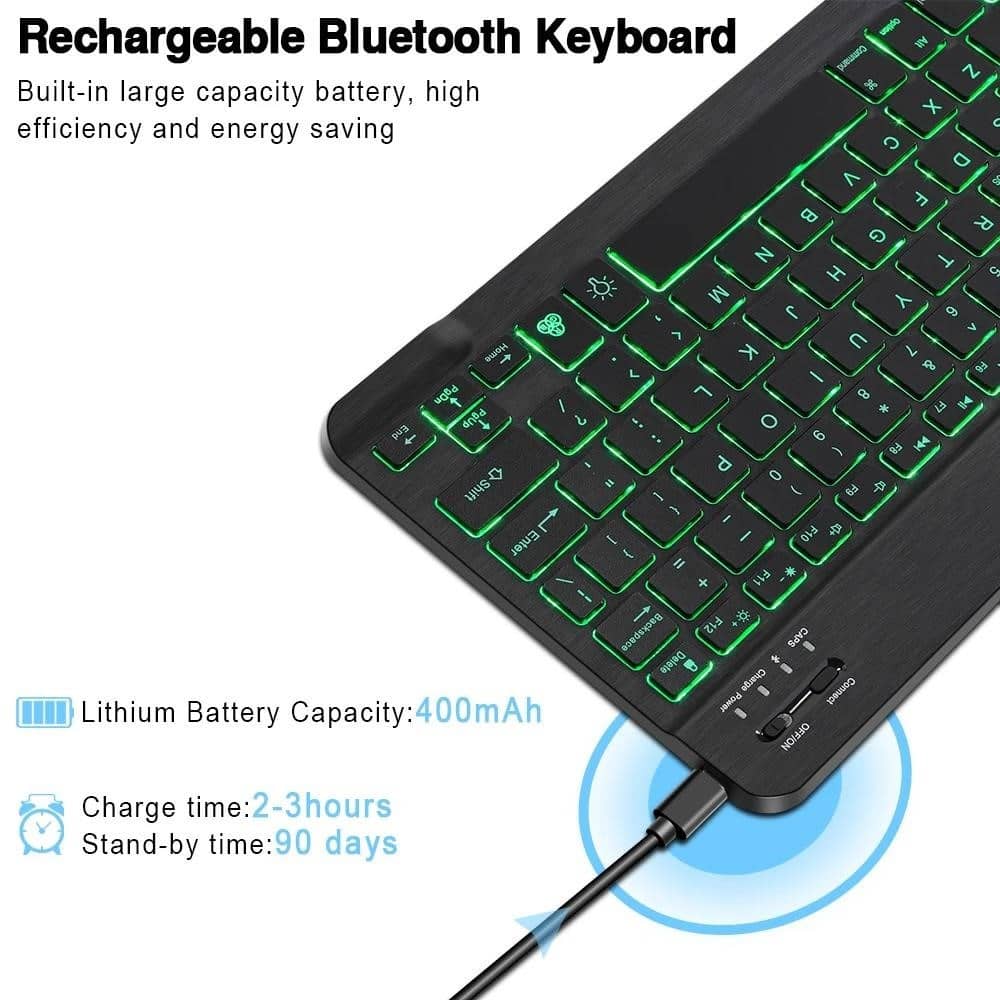 LED belaidė Bluetooth klaviatūra RGB klaviatūra ir pelė ispaniškas mini ...