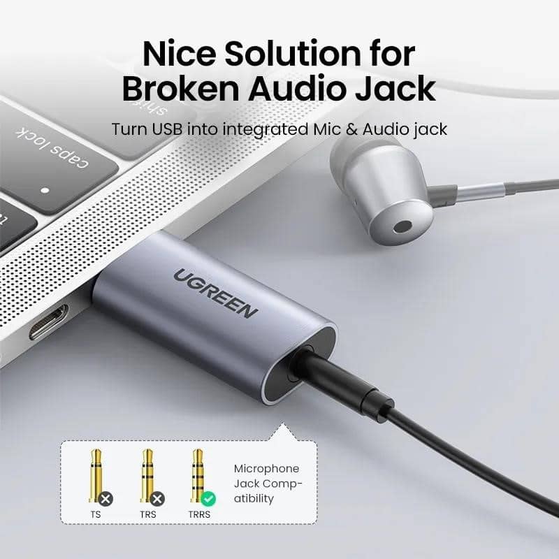 UGREEN garso plokštės USB iki 3,5 mm garso sąsajos adapteris ausinių ...