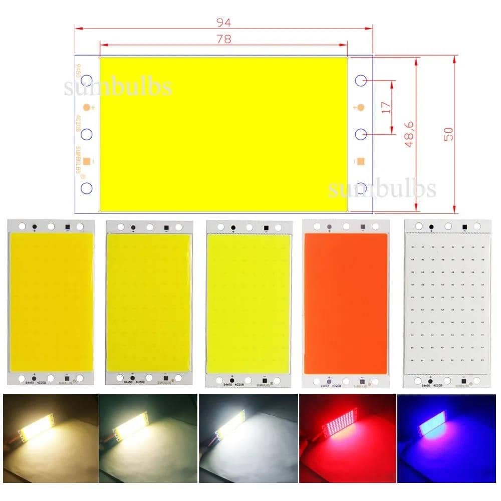 DC 12V visų dydžių 2–200 W COB LED lemputės juostelės modulio lusto ...