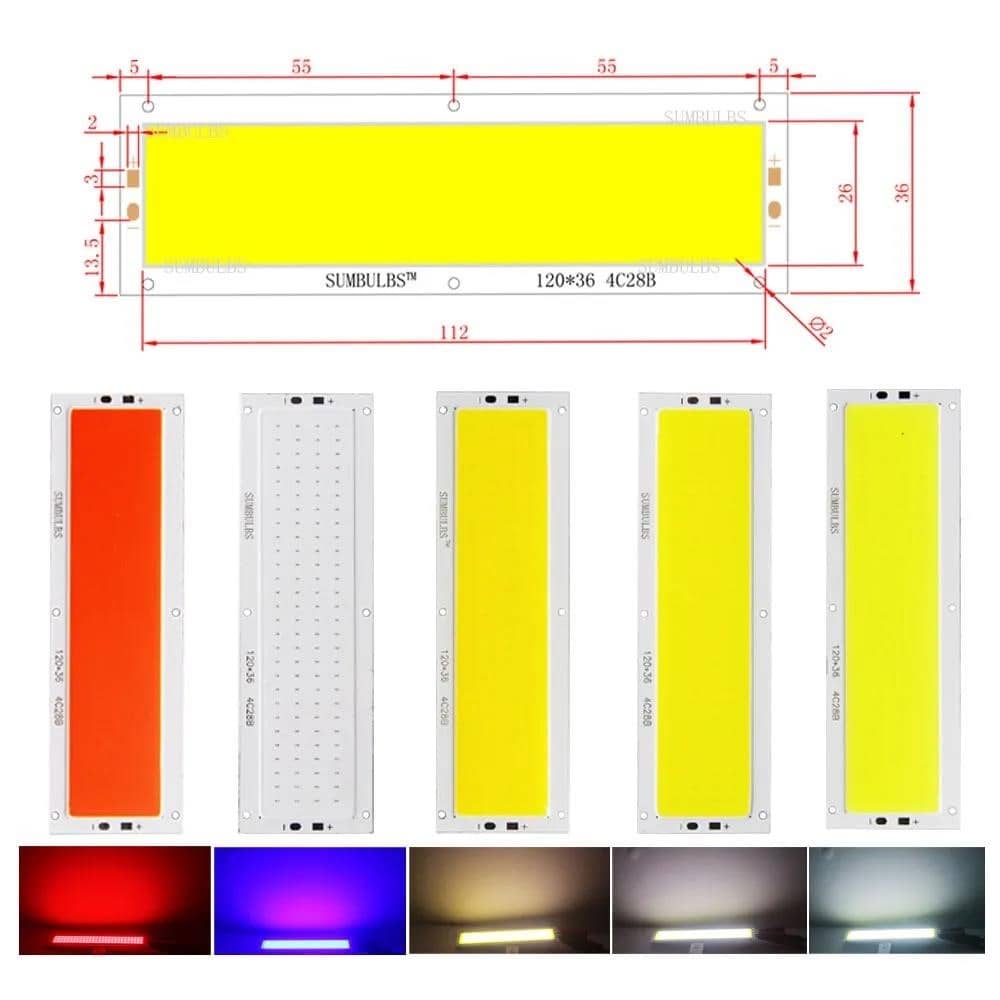 DC 12V visų dydžių 2–200 W COB LED lemputės juostelės modulio lusto ...