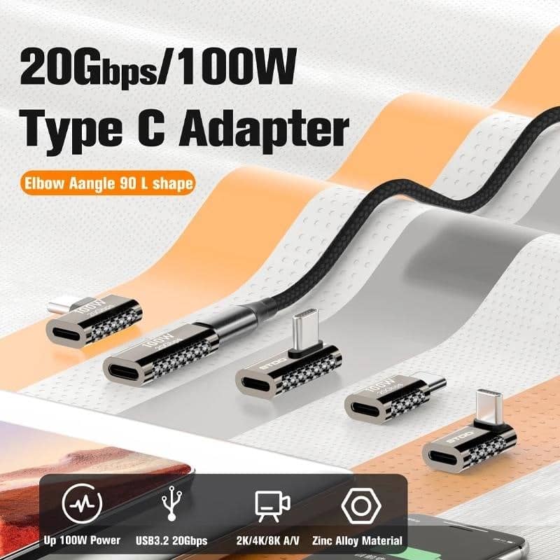 C tipo adapteris USB C ilgintuvas USBC kampinis adapteris 90 laipsnių ...