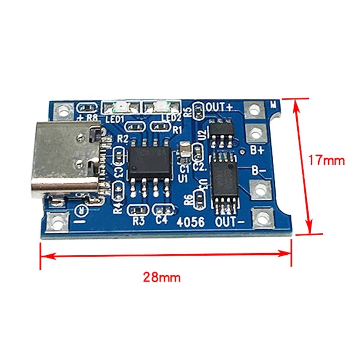 C tipo mikro 5V 1A 18650 TP4056 ličio baterijos įkroviklio modulio įkrovimo plokštė su apsauga ...