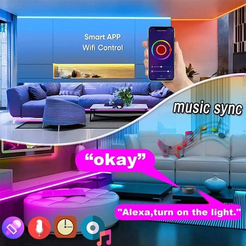 10M Tuya RGB 12V DC Smart LED neoninės šviesos juosta WiFi/I nuotolinio ...