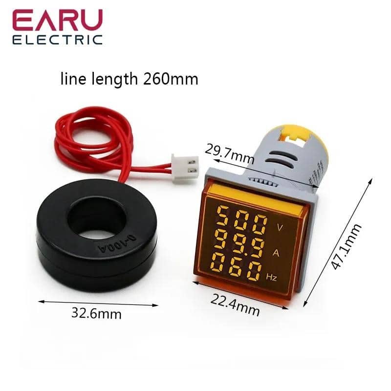 Kvadratinis LED skaitmeninis voltmetro ampermetras Hertz matuoklis AC20 ...