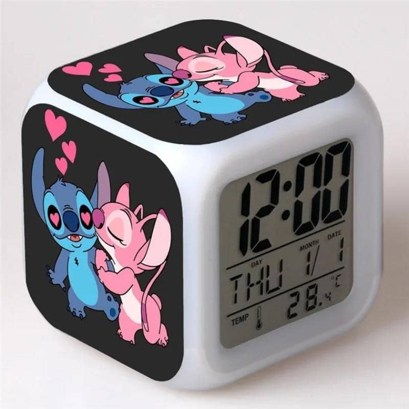 „Disney Stitch“ žadintuvas, augantis LED spalvų keitimas, skaitmeninis ...