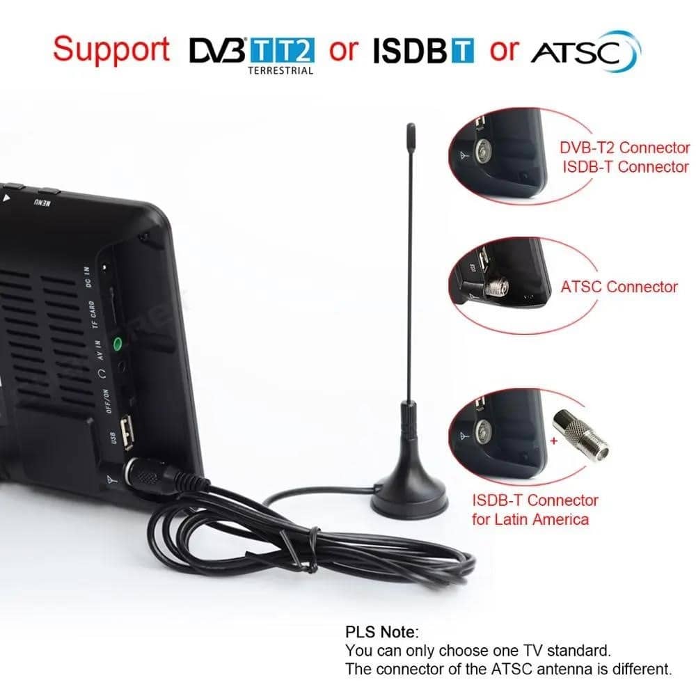 LEADSTAR D7 nešiojamas televizorius DVB-T2 ATSC ISDB-T tdt 7 colių ...